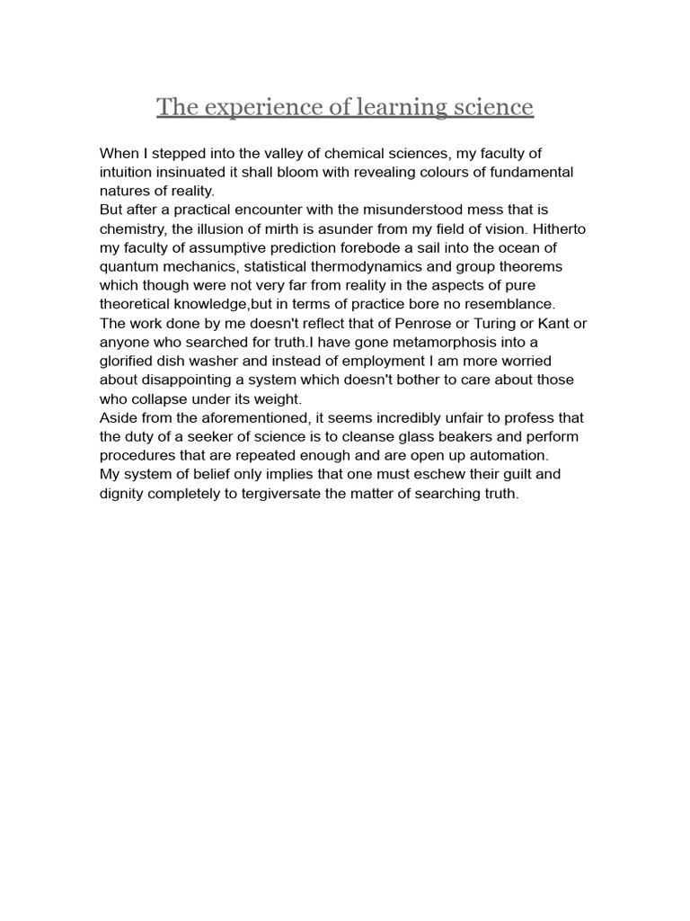 The Experience of Learning Science | PDF