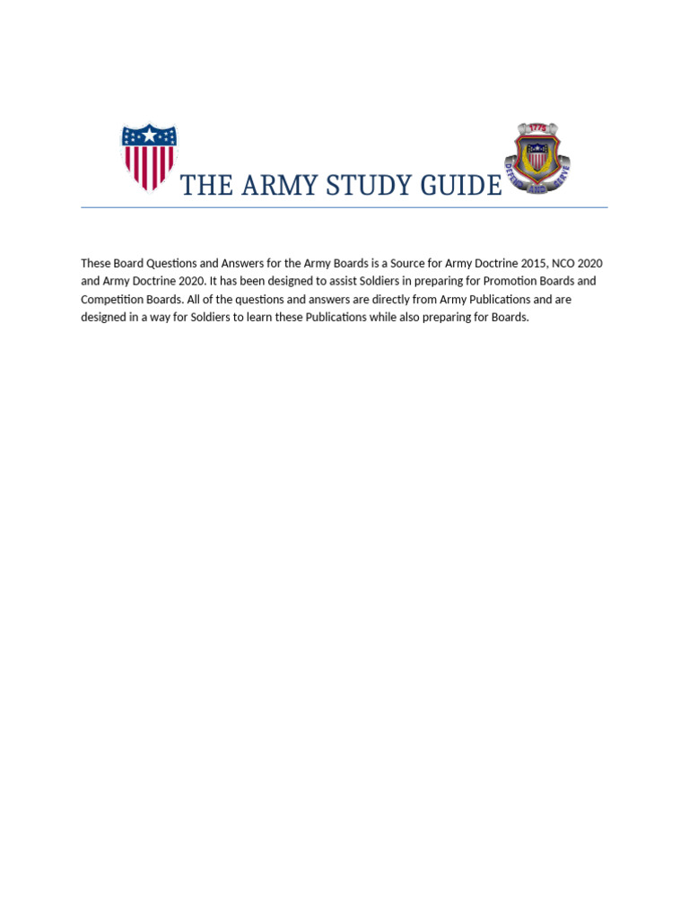 Promotion Board Study Guide | PDF | United States Army | United States ...