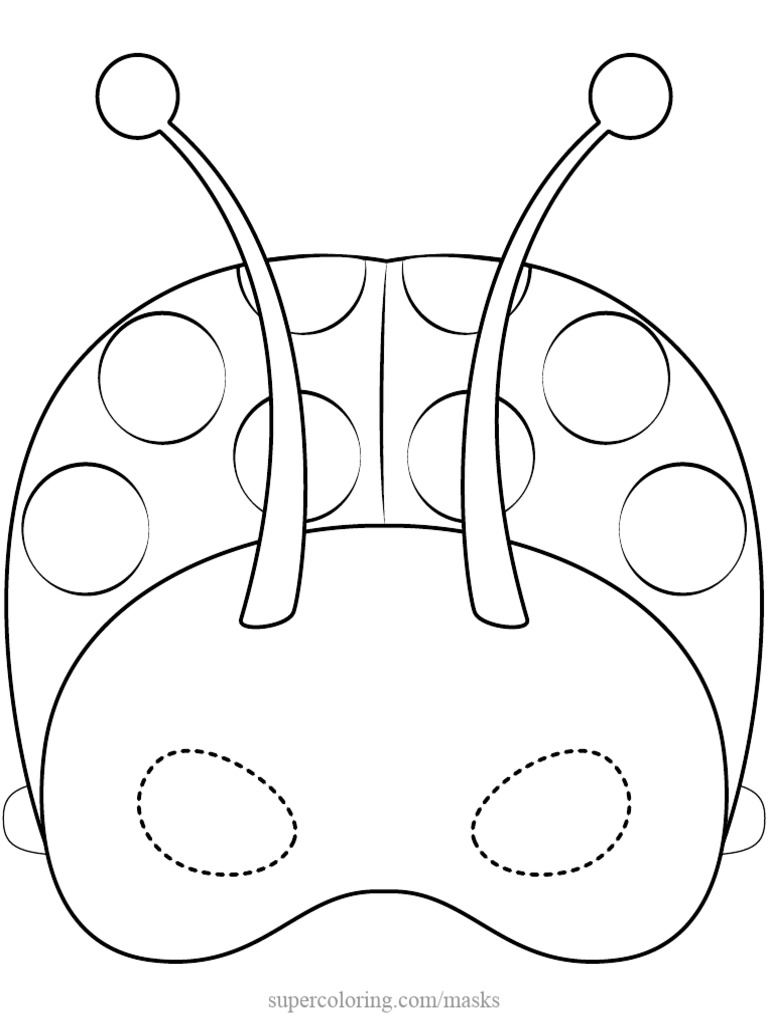Ladybug Mask Outline Coloring Page | PDF