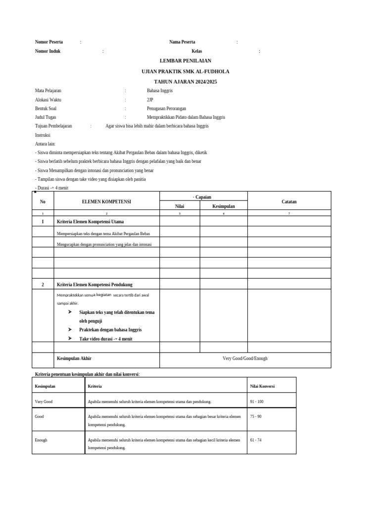 Materi Ujian Praktek Bahasa Inggris | PDF