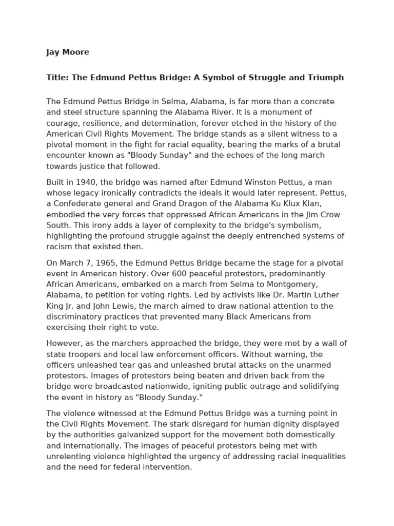 The Edmon Pettus Bridge Essay | PDF | Society Of The United States