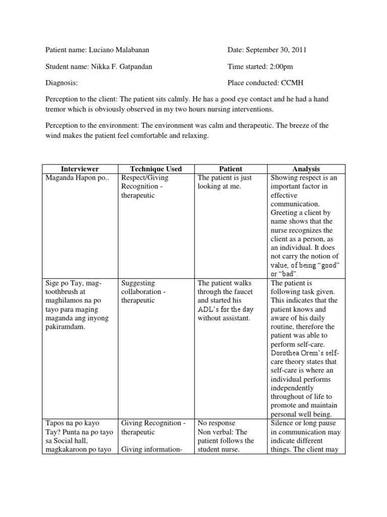 Interpersonal Process Recording: Day 1 | PDF | Interpersonal ...