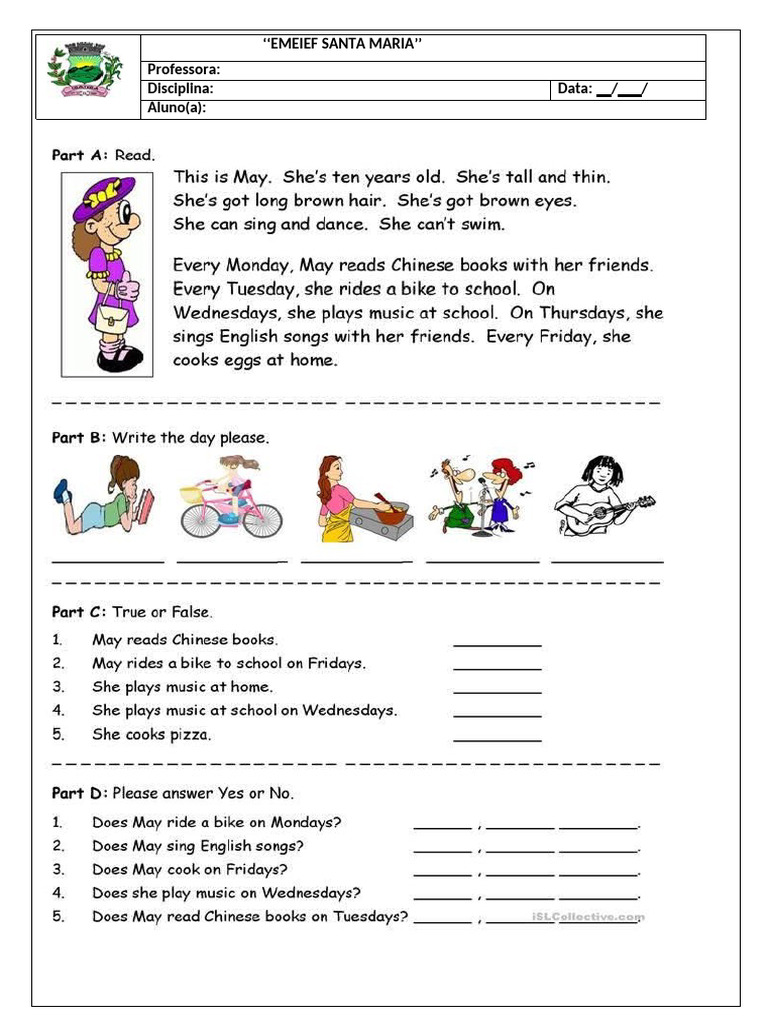 6 Ano - Days of The Week | PDF