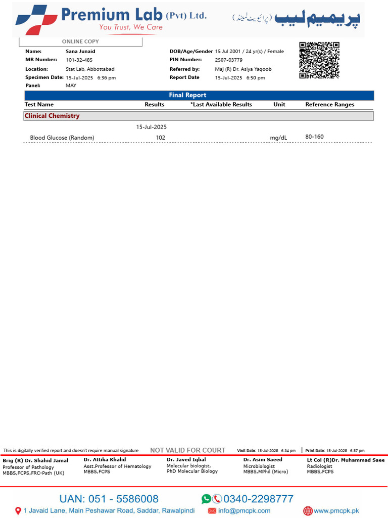 Glucose (Random) - 2507-03779 | PDF