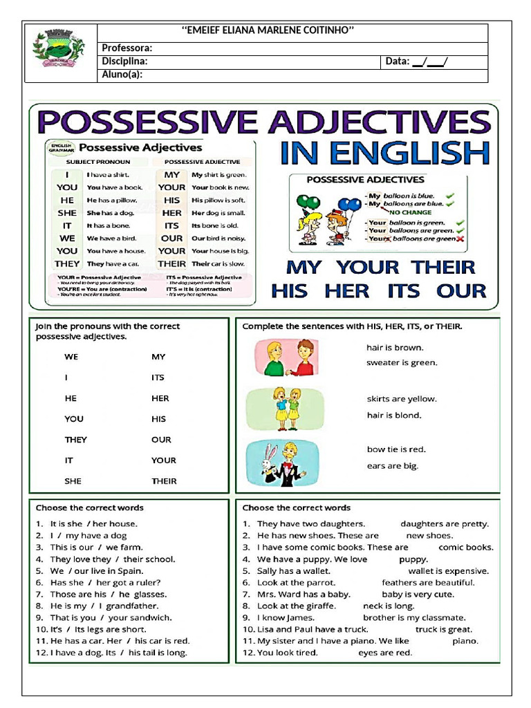 6 Ano - Possessive Pronouns | PDF