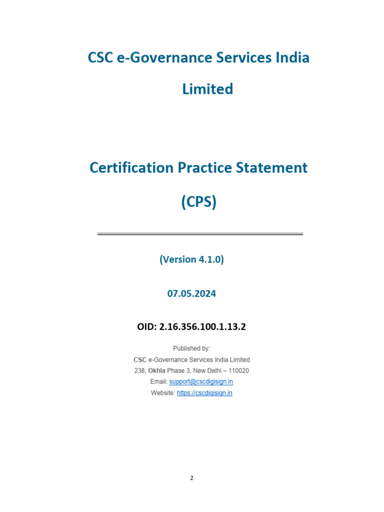 Cscdigisign Cps | PDF | Public Key Certificate | Public Key Cryptography