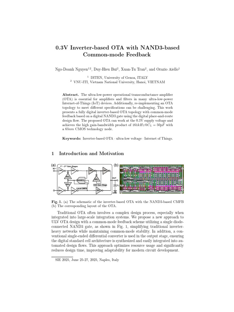 0.3V Inverter-Based OTA Design | PDF | Amplifier | Electronics
