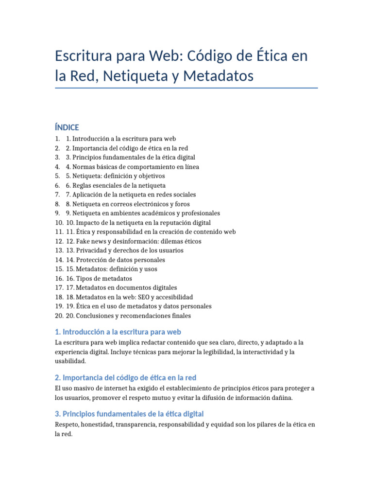 Escritura Etica Web Netiqueta | PDF | Metadatos | Red mundial