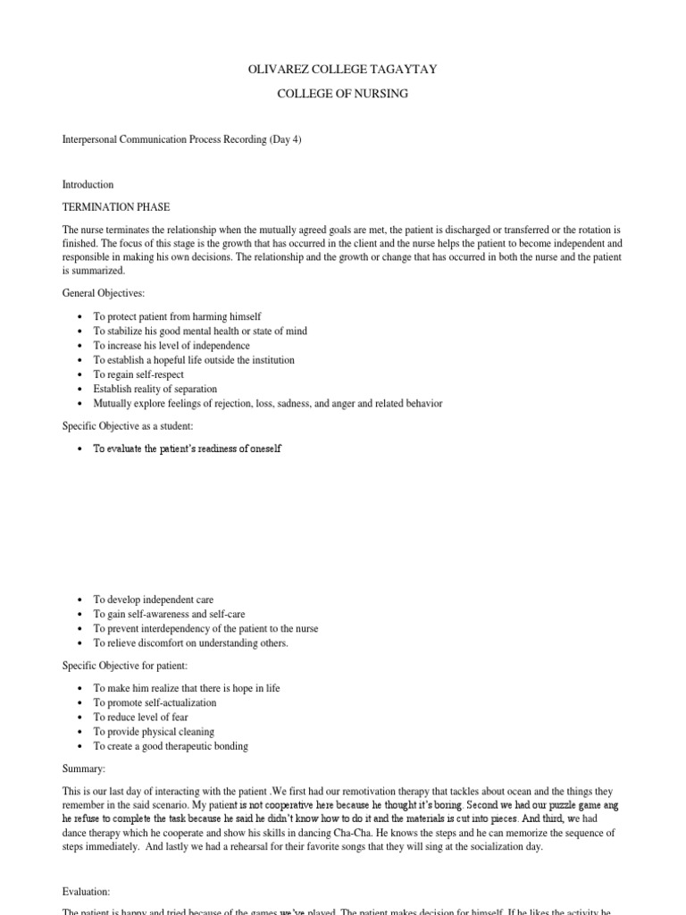 Nursing Interpersonal Communication Summary | PDF | Interpersonal ...