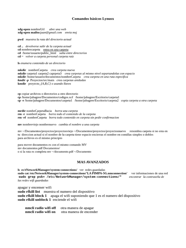 Comandos Basicos Lynux | PDF