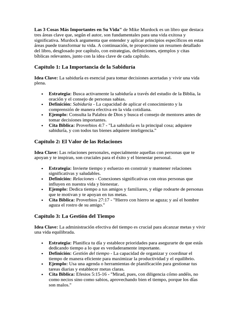 Las 3 Cosas Más Importantes en Su Vida de Mike Murdock | PDF ...