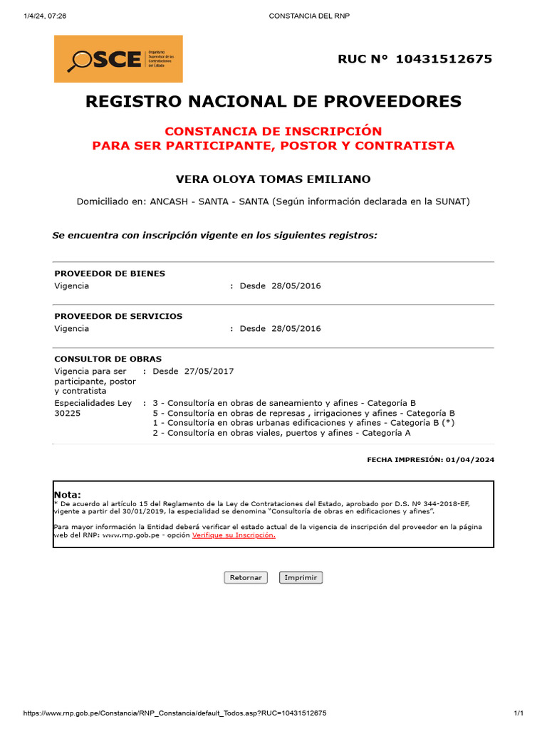 Constancia Del RNP | PDF