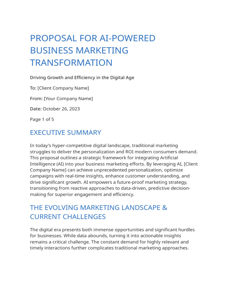 AI in Business Marketing Proposal | PDF | Artificial Intelligence ...