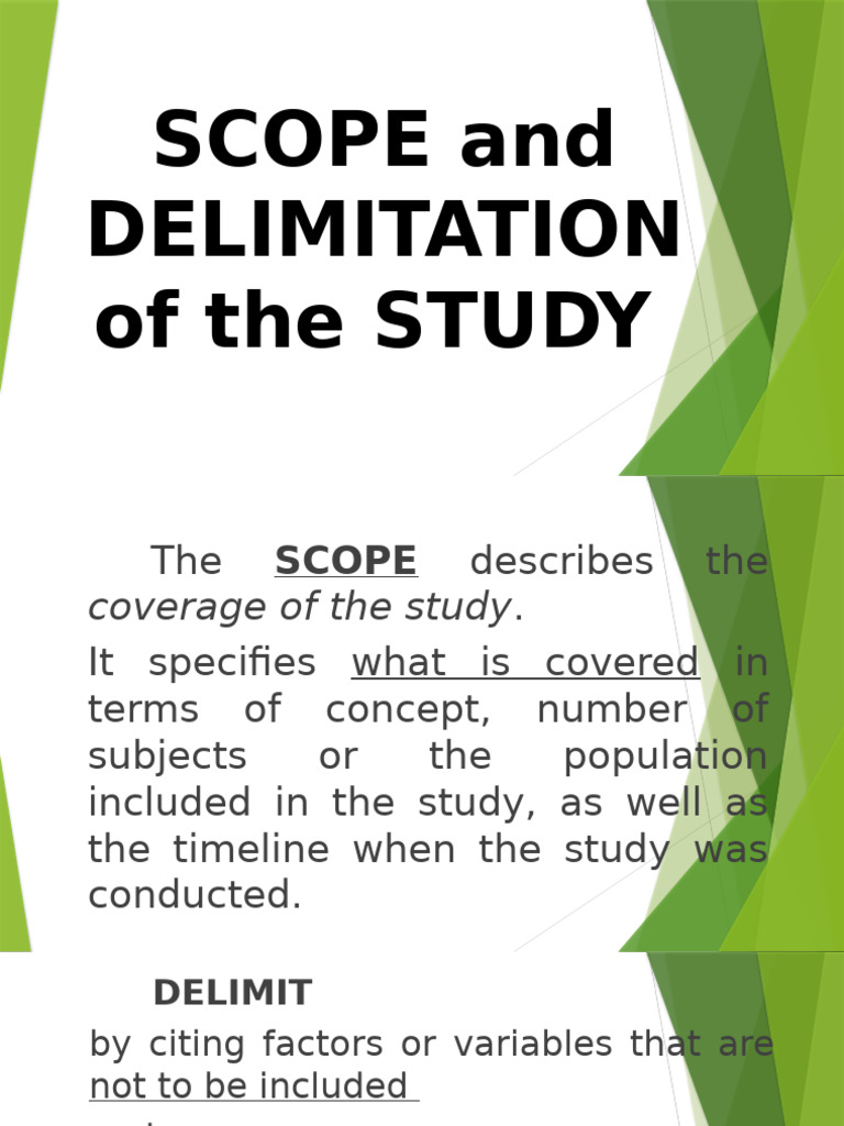 Scope and Delimitation of Research Study | PDF | Scope (Computer ...