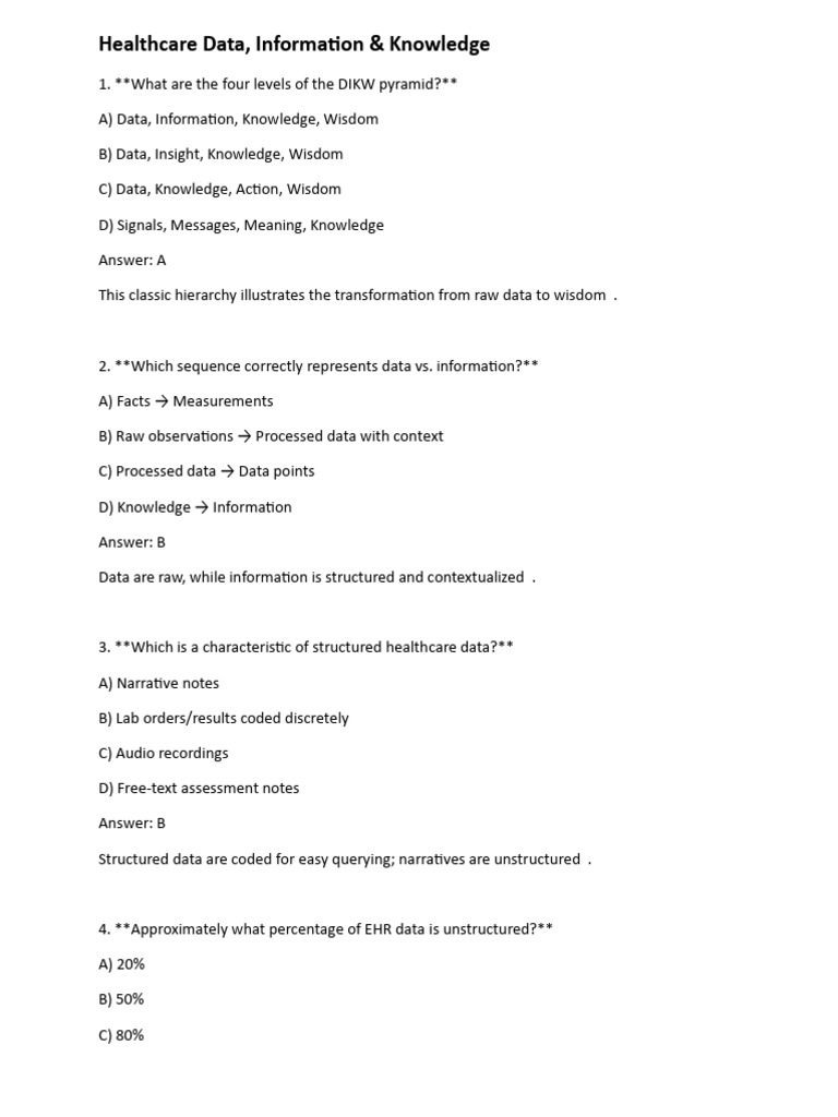 Healthcare Data, Information & Knowledge | PDF | Data | Metadata