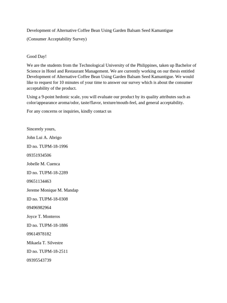 Development of Alternative Coffee Bean Using Garden Balsam Seed ...