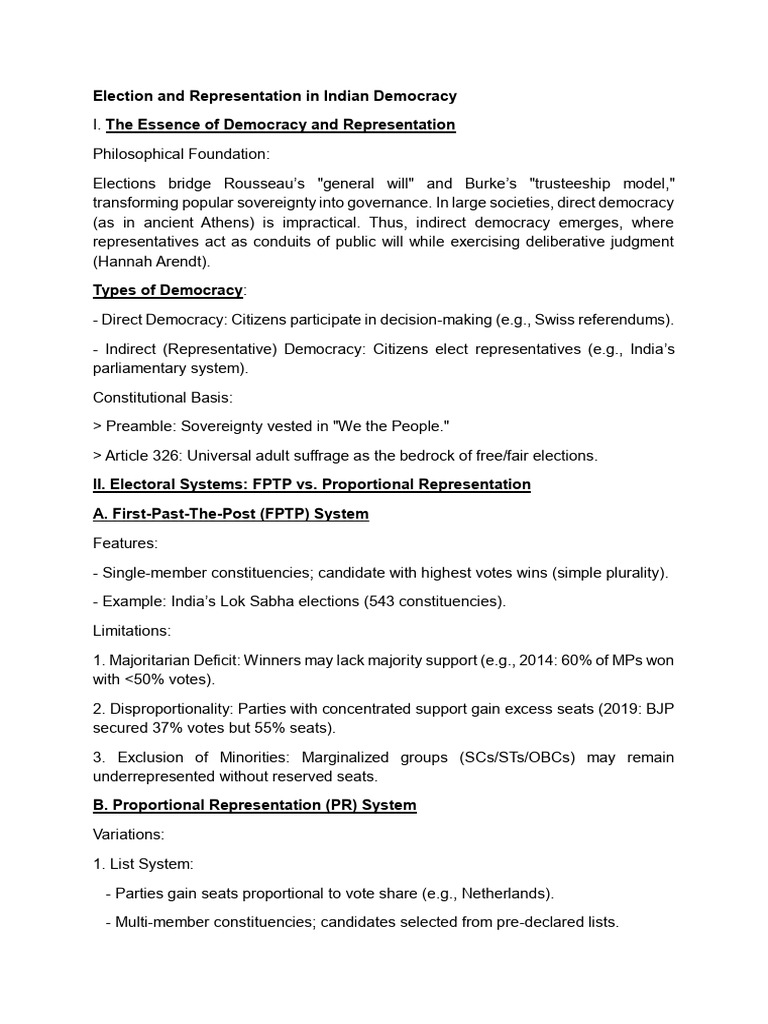 Indian Democracy: Elections & Representation | PDF | Elections | Democracy