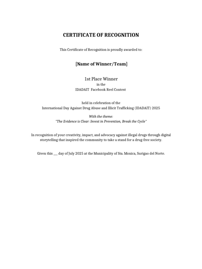 IDADAIT HORT Certificate First Place | PDF
