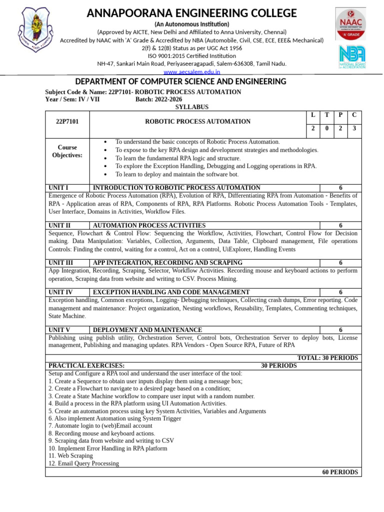 22p7101 - Robotic Process Automation Unit 1qb | PDF | Automation | Computing