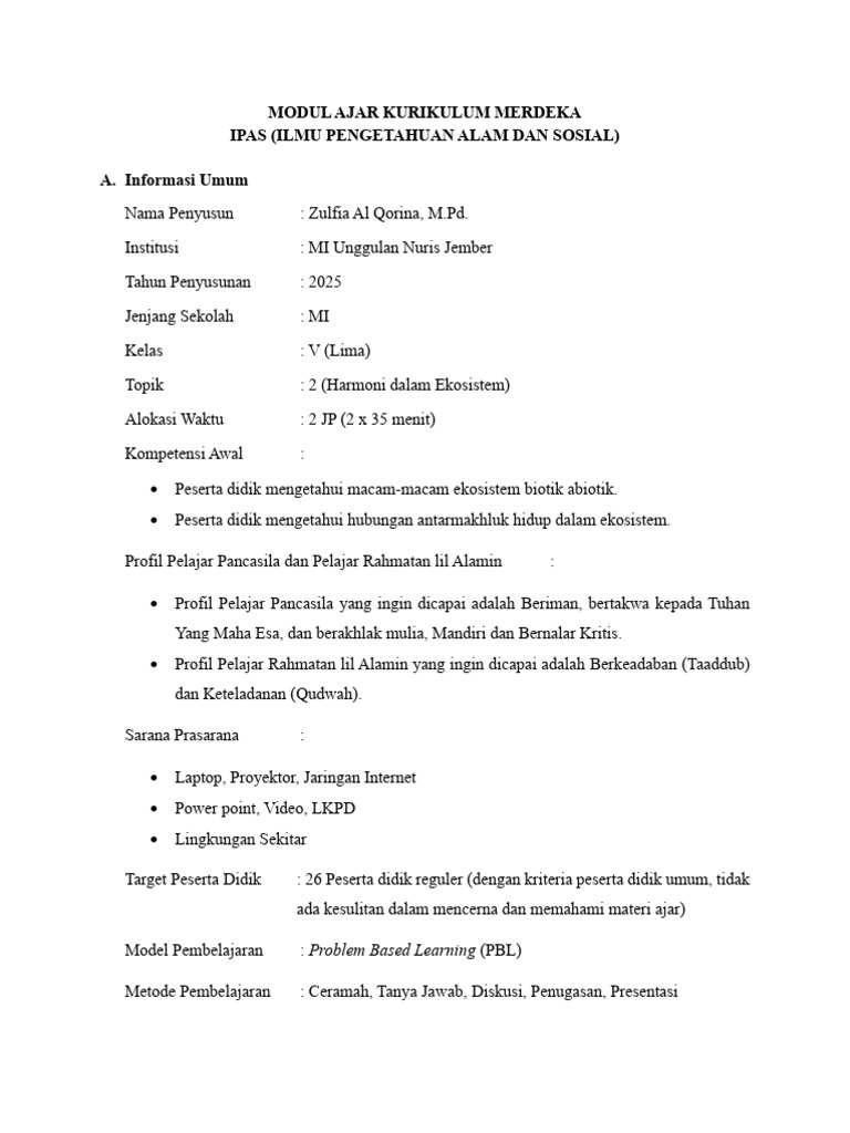 Modul Ajar IPAS Fix | PDF