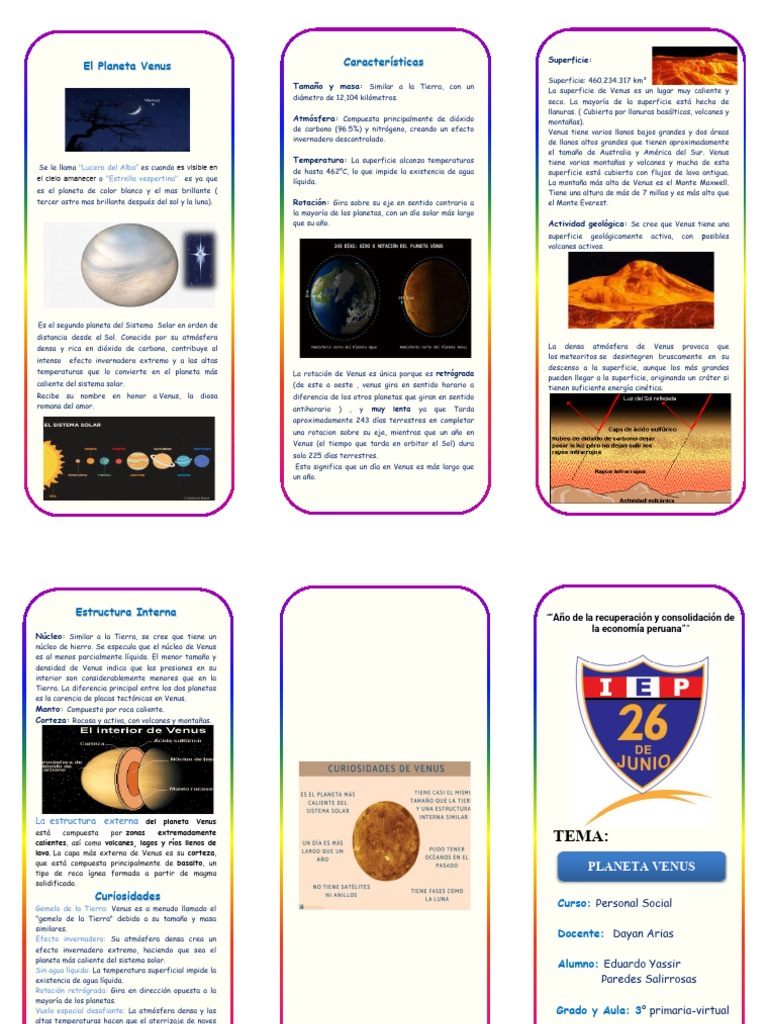 Triptico Planeta Venus | PDF | Venus | Tierra