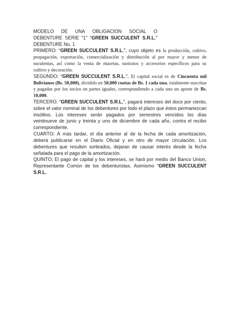 Modelo-Debenture 1 | PDF