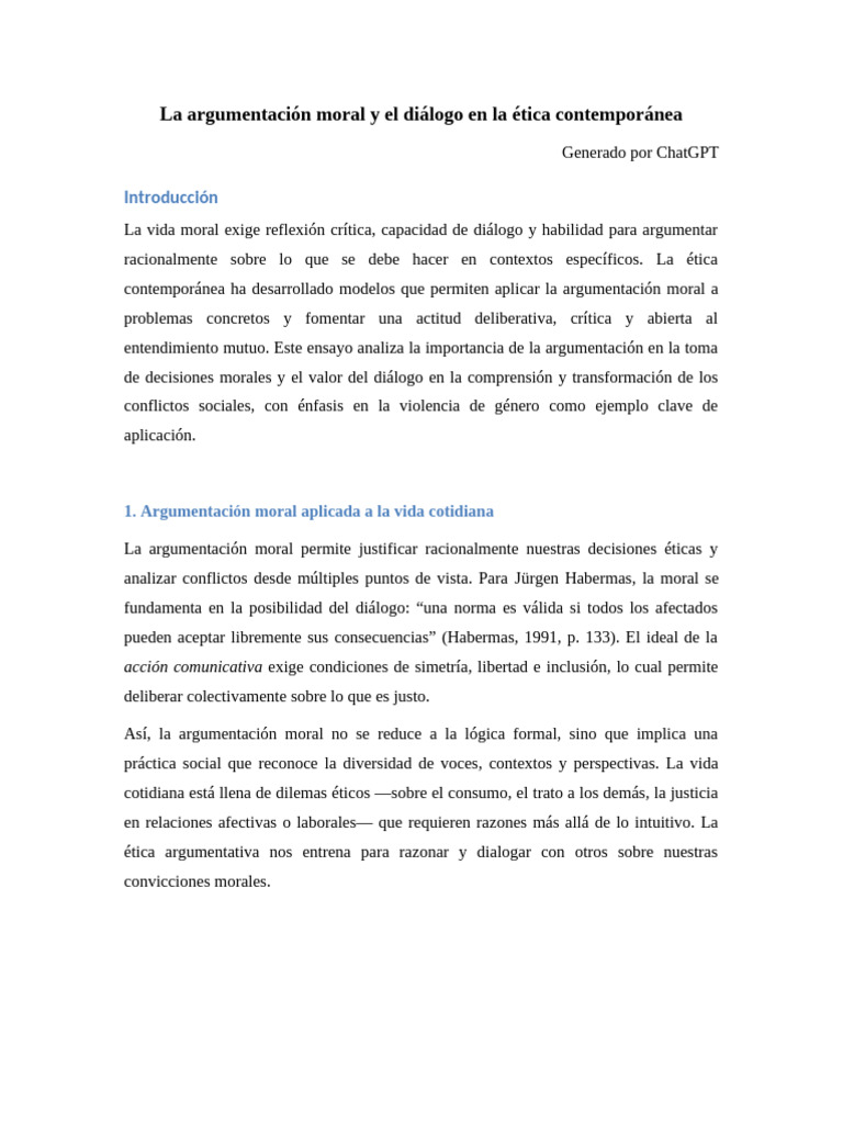 2.1 Ensayo - Argumentacion - Moral - Etica - Contemporanea | PDF ...