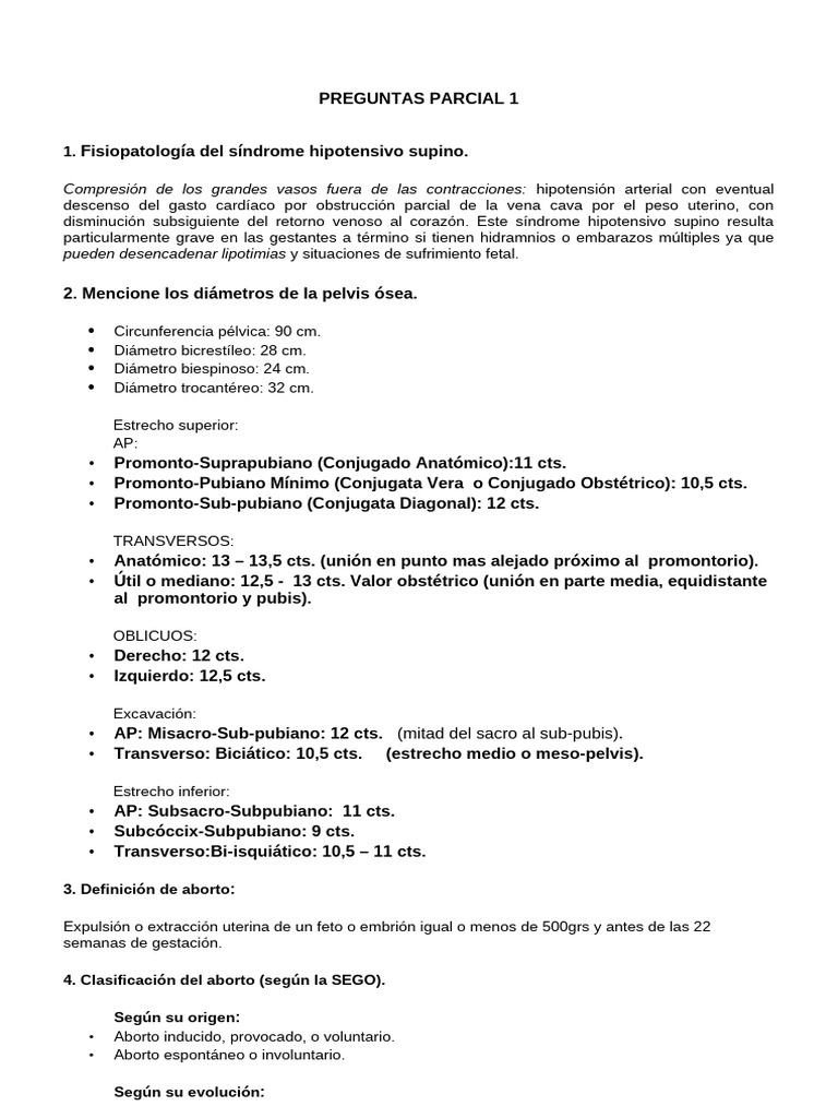 Preguntas Parcial de Ginecologia | PDF | El embarazo | Parto