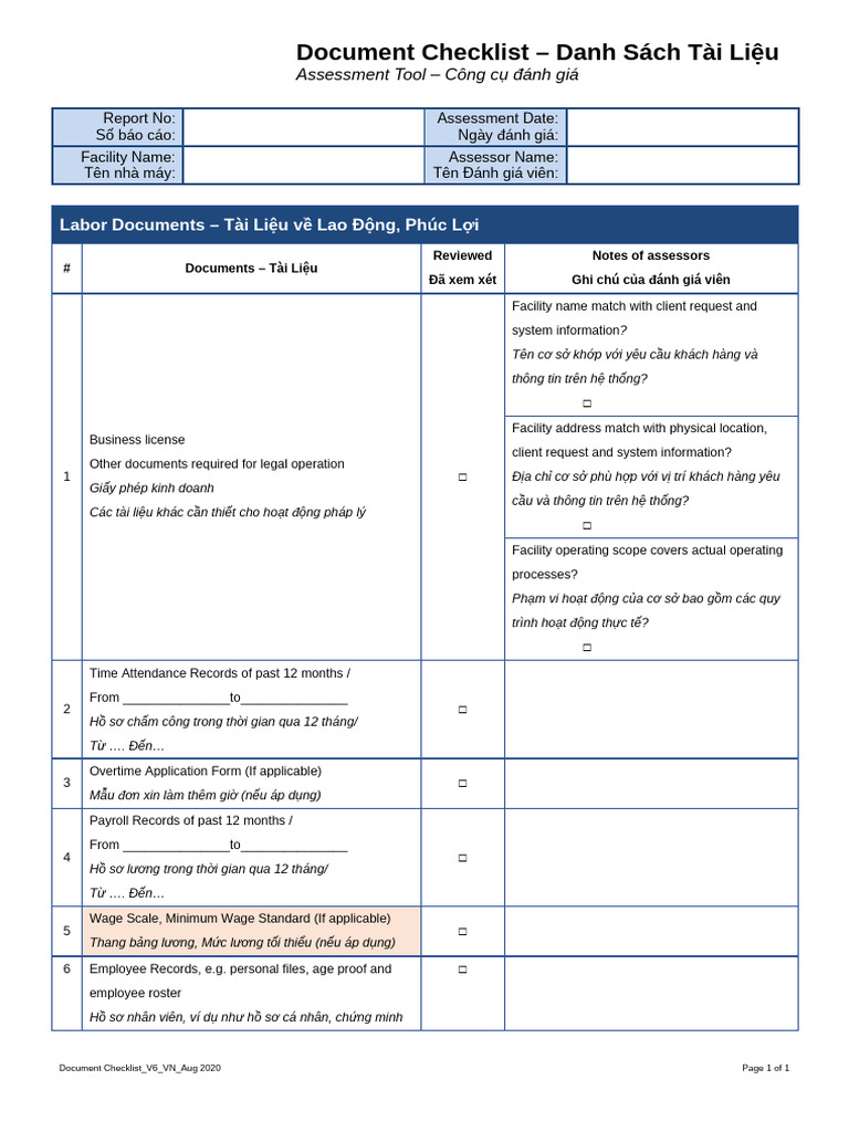 Costco Checklist OH&S | PDF
