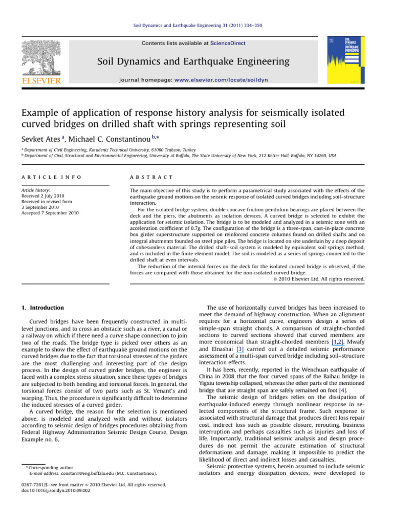 Example of Application of Response History Analysis For Seismically ...