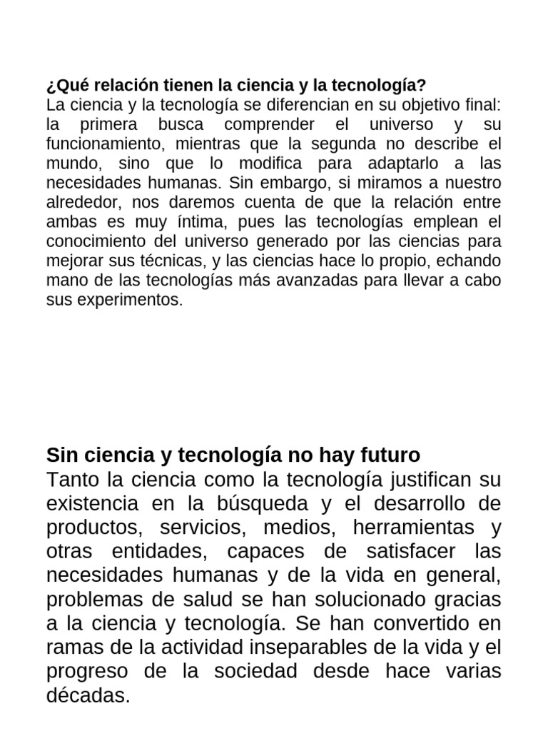 Relación entre Ciencia y Tecnología | PDF