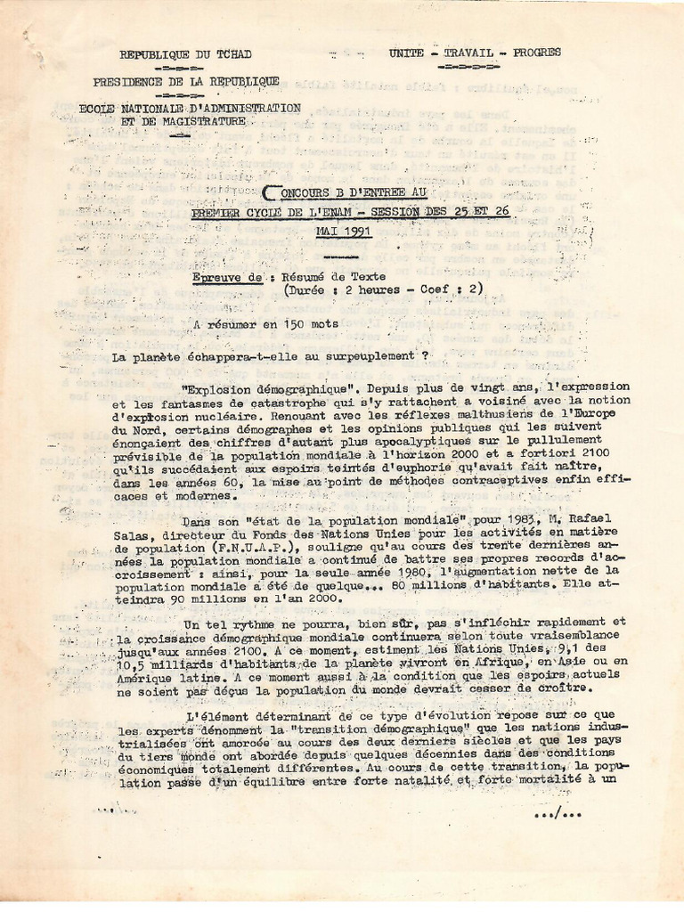 Sujets Concours ENAM 3 | PDF