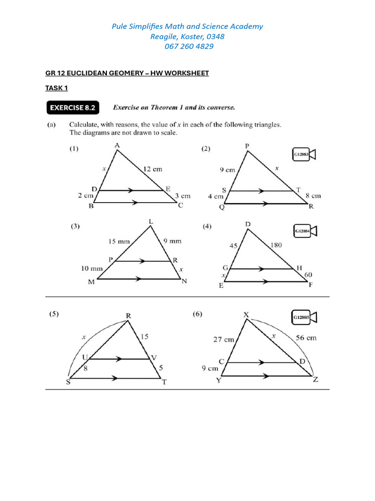 GR 12 Euclidean Geomery - HW Worksheet | PDF | Geometric Shapes ...
