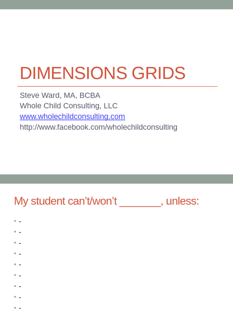Dimensions Grids | PDF | Behavior Modification | Learning