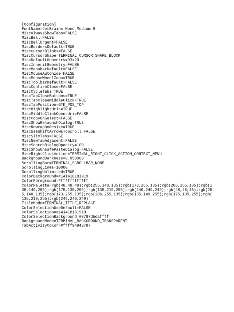 Terminal Configuration Settings Guide | PDF