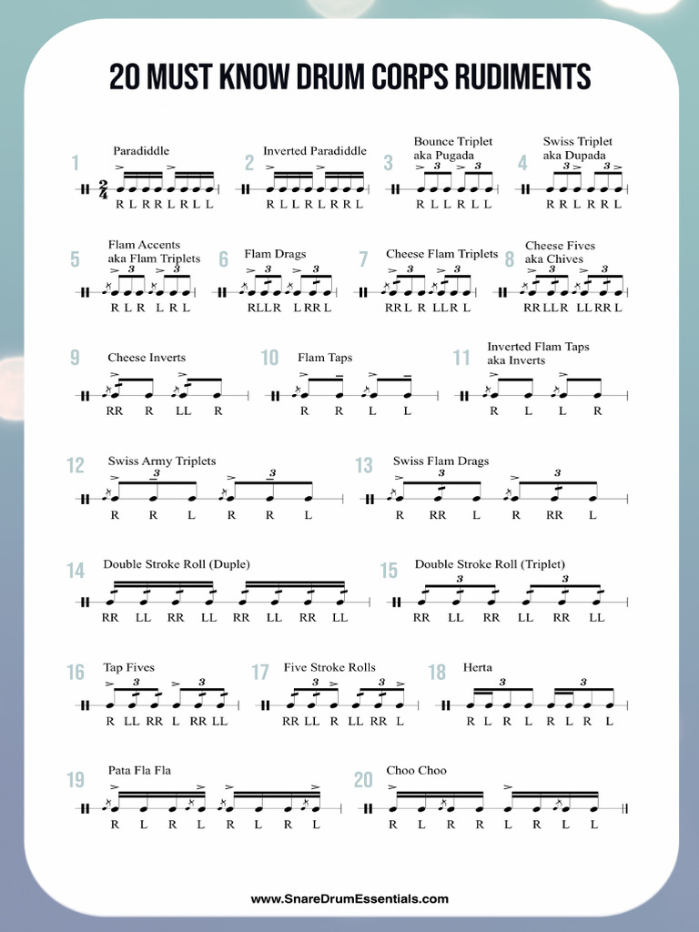 20 Must Know Drum Corps Rudiments | PDF