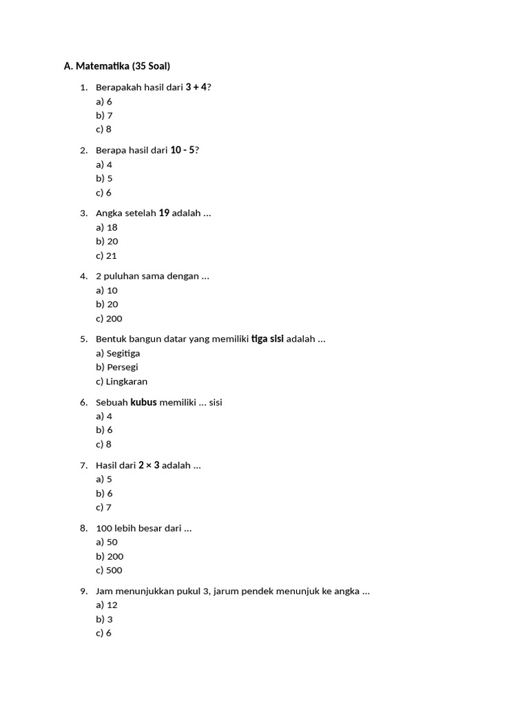 Soal Olim Mat 1 | PDF