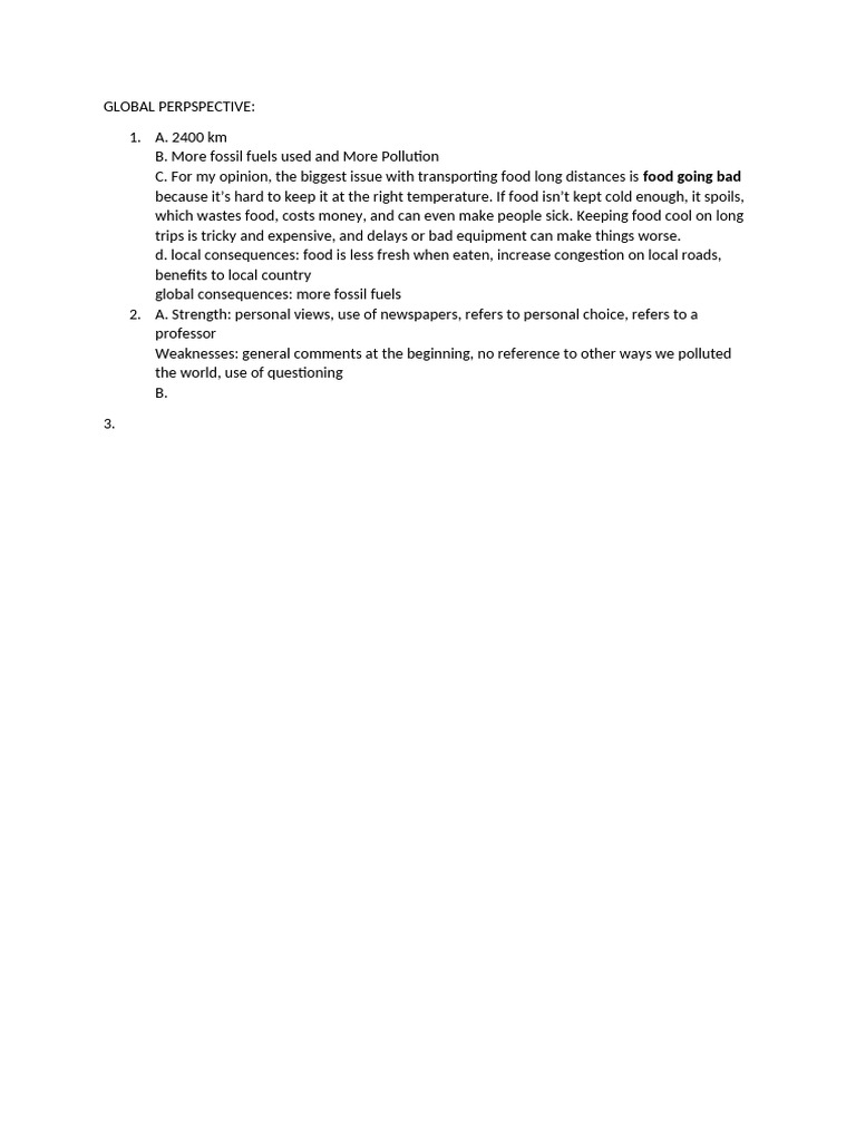 Food Transport Challenges and Impact | PDF