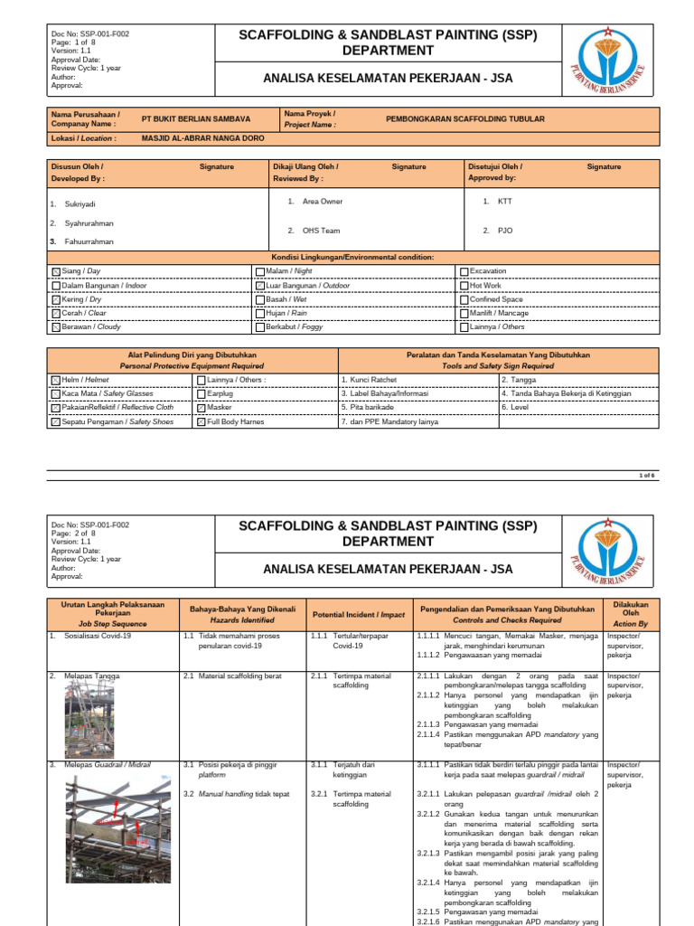 JSA-3 - Pembongkaran Scaffolding | PDF