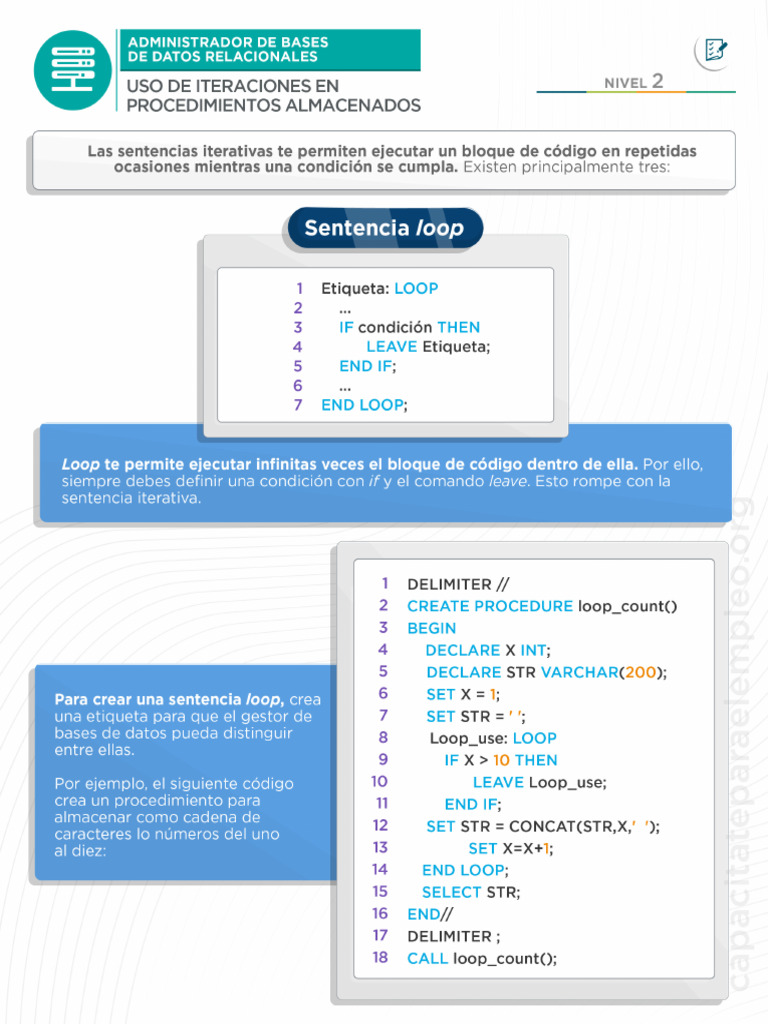 Uso de Iteraciones en Procedimientos Almacenados | PDF