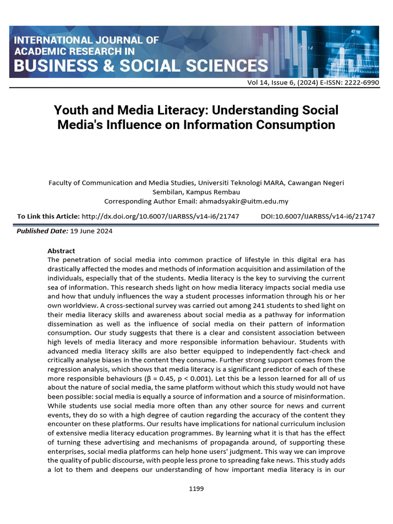 Youth Media Literacy and Social Media Impact | PDF | Learning | Human ...