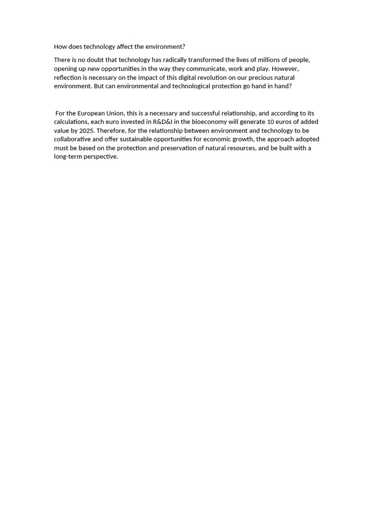 How Does Technology Affect The Environment | PDF