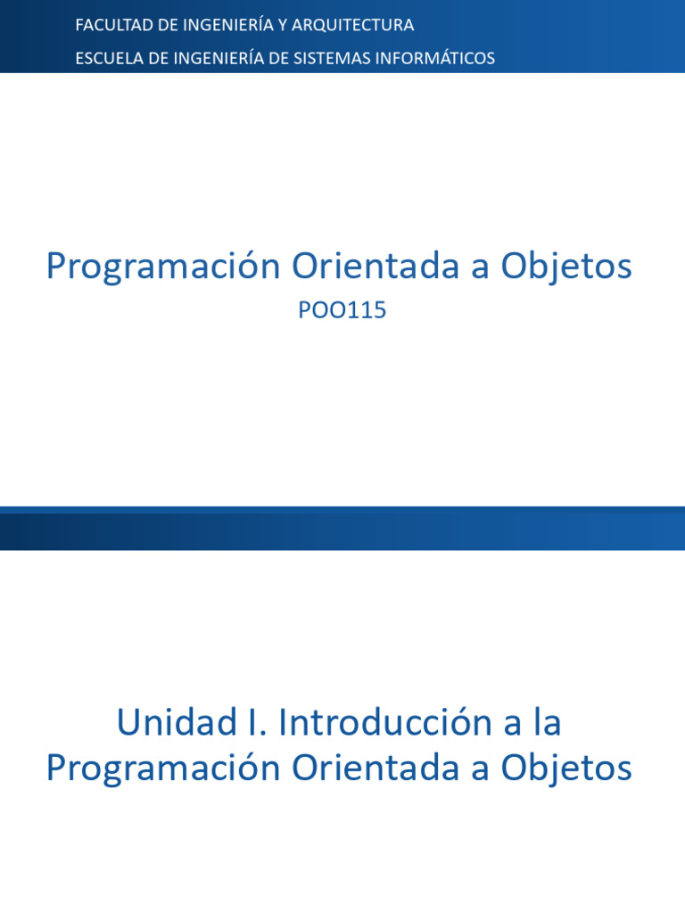 POO115 - Unidad I - Introduccion A La POO | PDF | Lenguaje de modelado unificado | Objeto ...