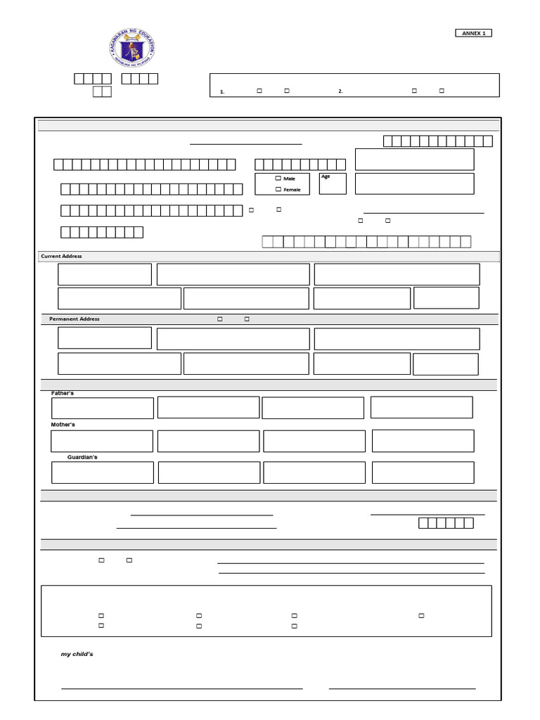Basic Education Enrollment Form 2024 | PDF
