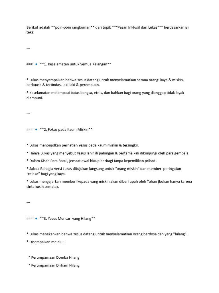 Pesan Inklusuf Dari Lukas | PDF