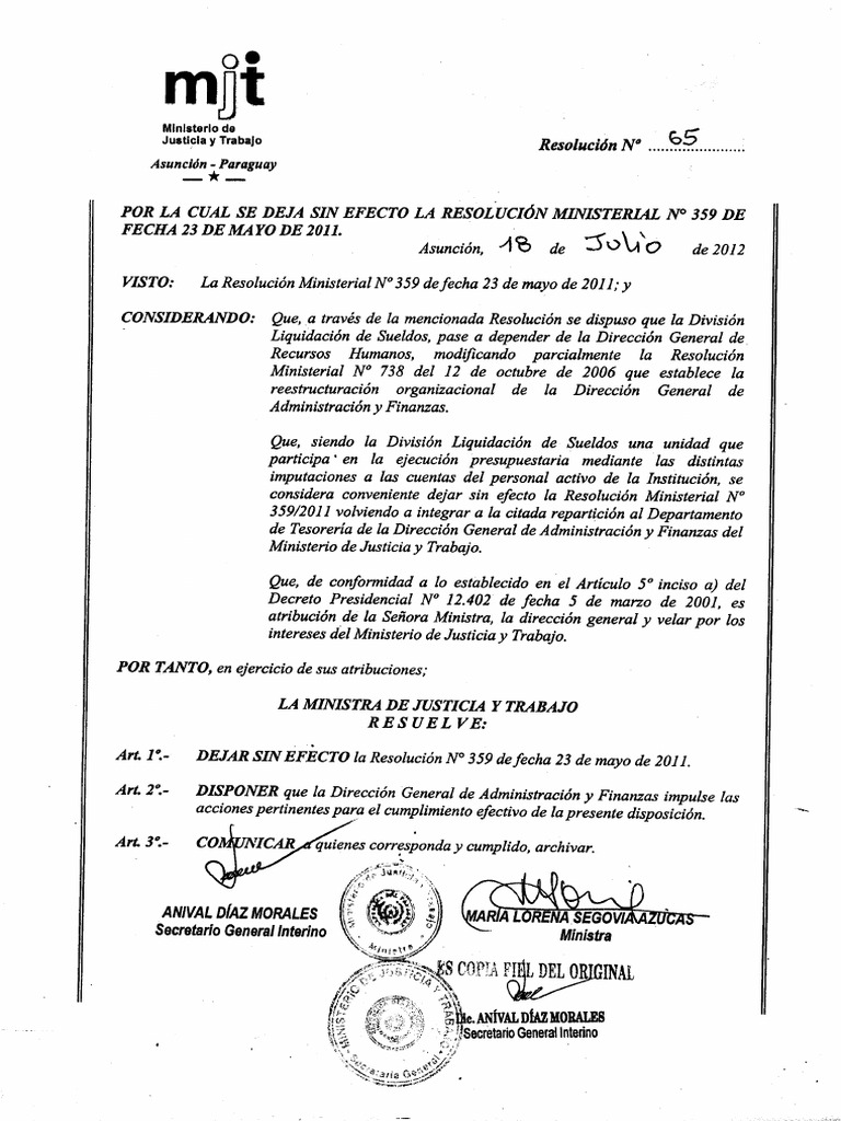 Resolucion 0065 | PDF