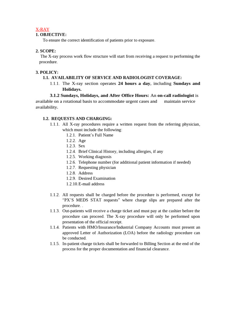 X-Ray Procedure Workflow and Safety | PDF | Radiography | Radiology