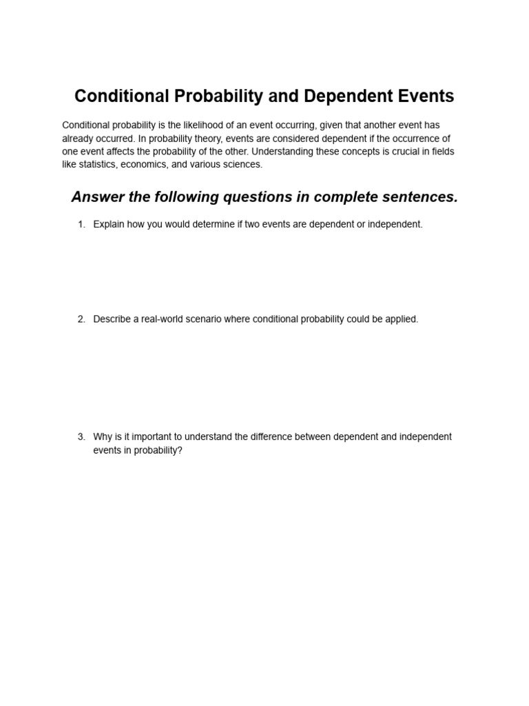 Conditional Probability of Dependent Events | PDF