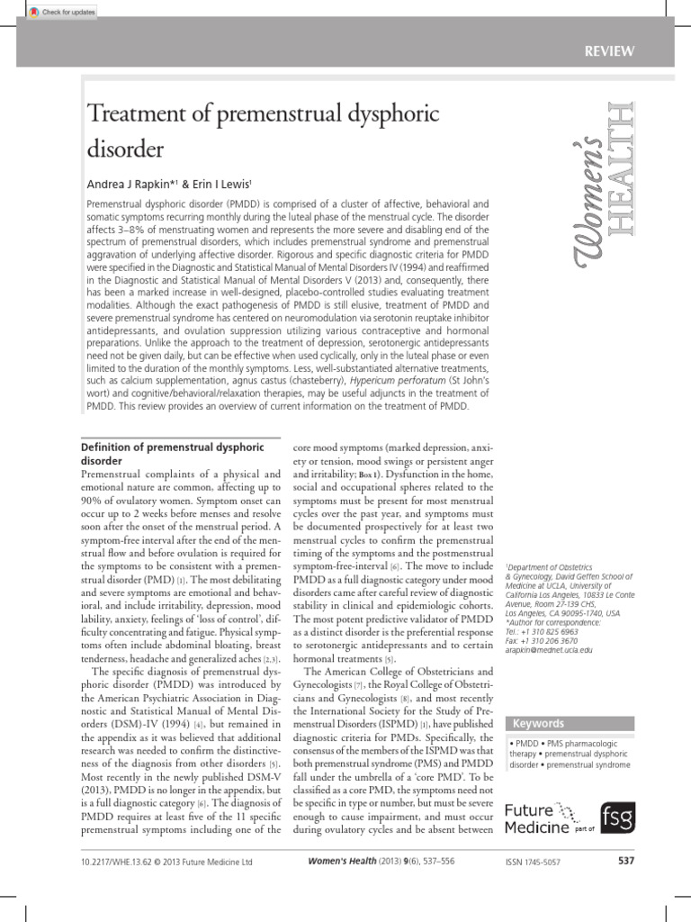 Understanding Premenstrual Dysphoric Disorder | PDF | Premenstrual ...