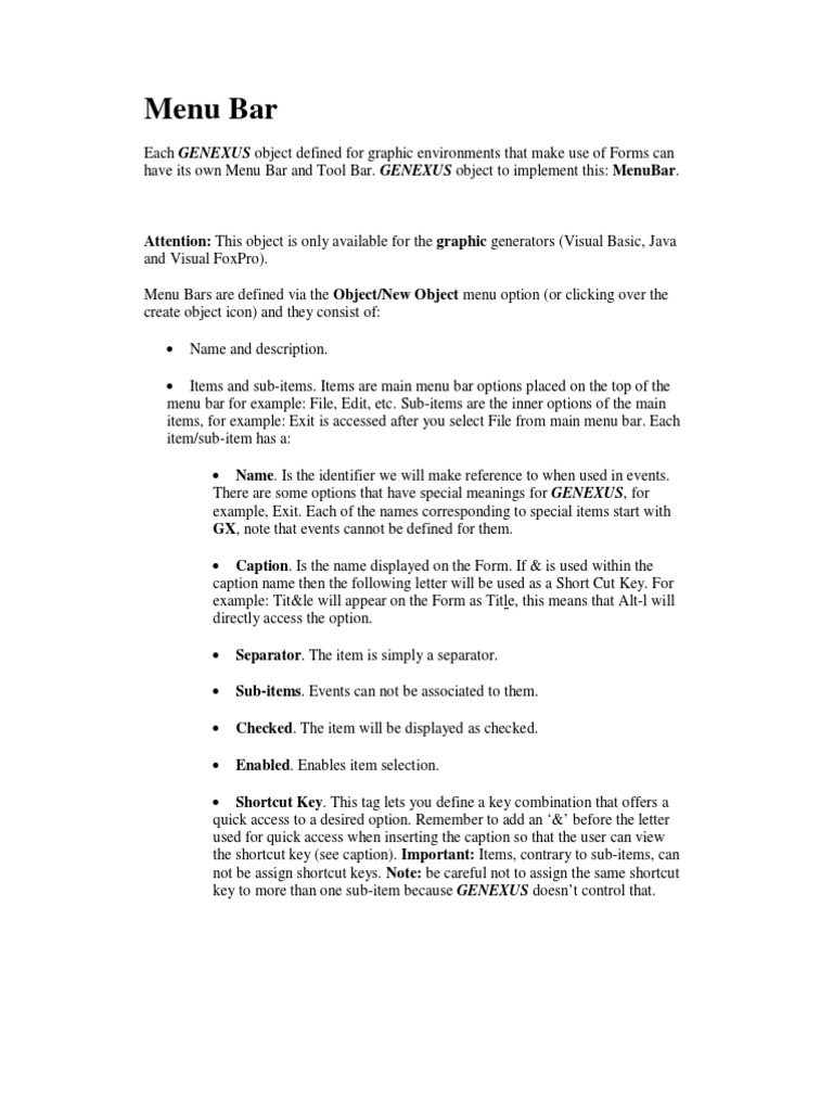 Menu Bar Genexus Pdf Areas Of Computer Science Computer Programming